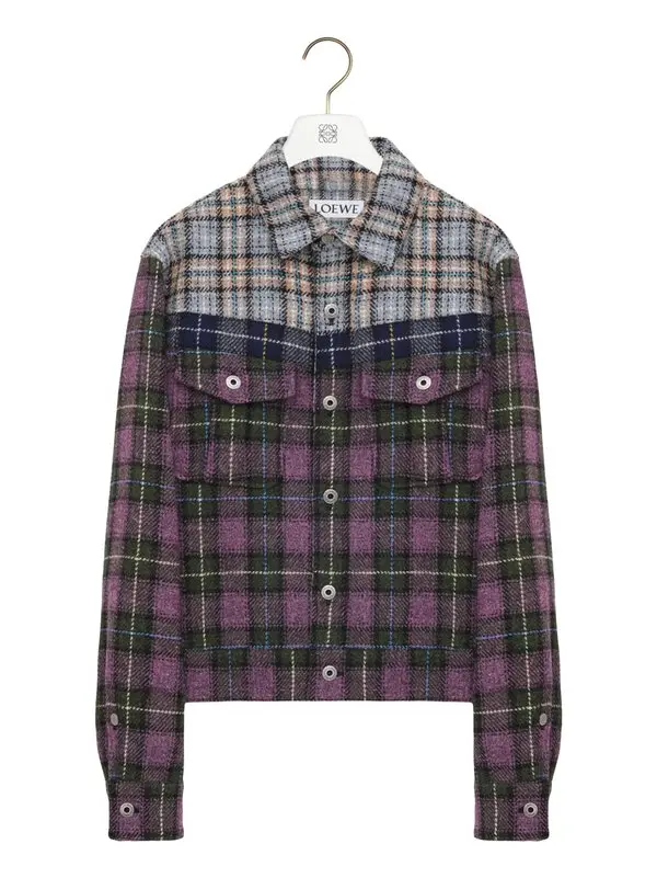 Loewe Wool Tartan Trucker Jacket - Pink