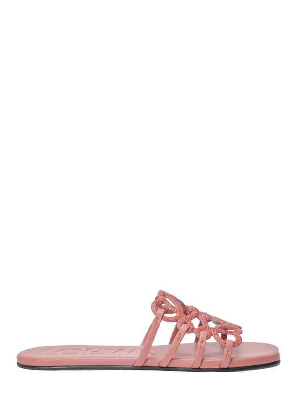 Loewe Leather Anagram Petal Slides - Pink