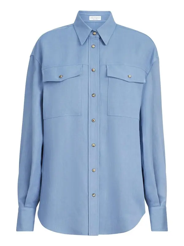 Brunello Cucinelli Twill Twin-pocket Shirt - Blue