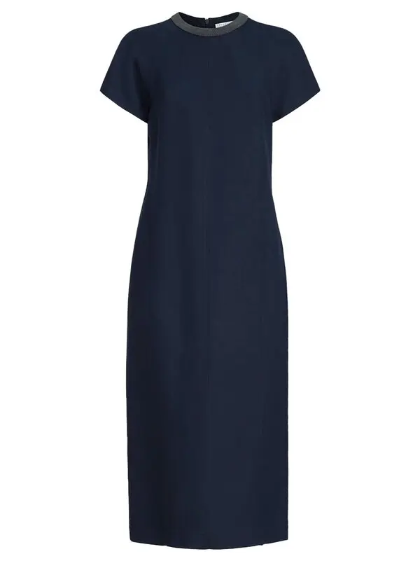 Brunello Cucinelli Monili-trim Midi Dress - Blue