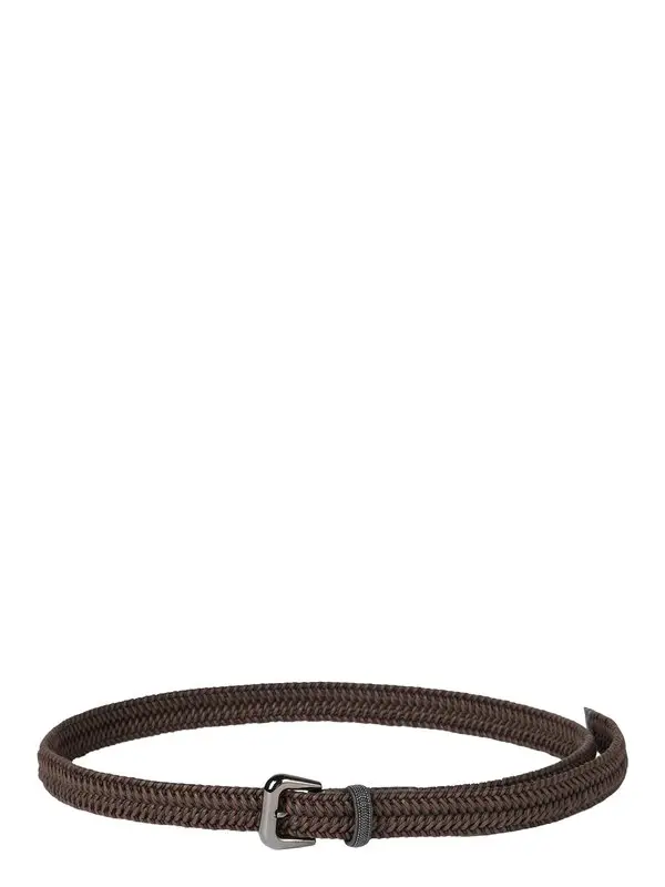 Brunello Cucinelli Braided Belt With Monili Detail - Brown