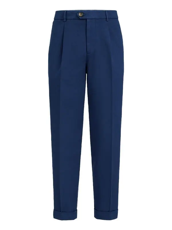 Brunello Cucinelli Cotton Pleated Trousers - Blue