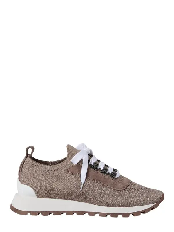 Brunello Cucinelli Cotton-blend Knit Runner Sneakers - Brown