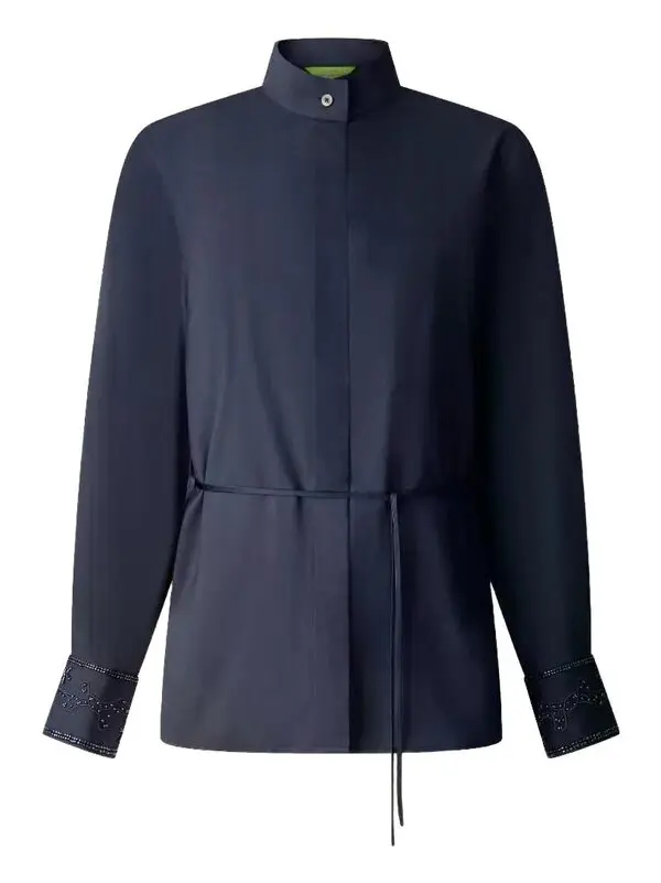 Shanghai Tang Silk Tie Blouse - Blue