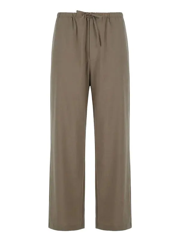 TONYWACK Wool Blend Wide Leg Trousers - Brown