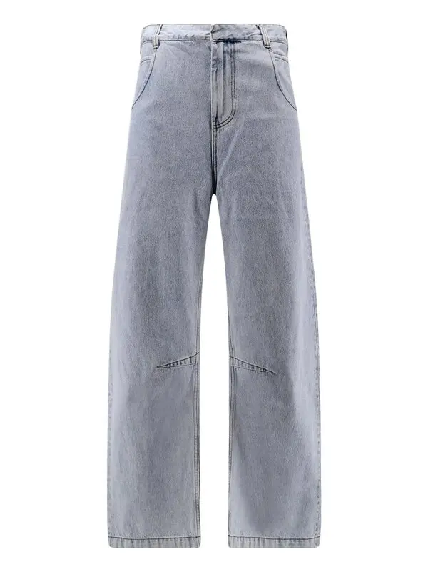 ENTIRE STUDIOS Gem Cotton Jeans With Leather Logo Patch - Blue