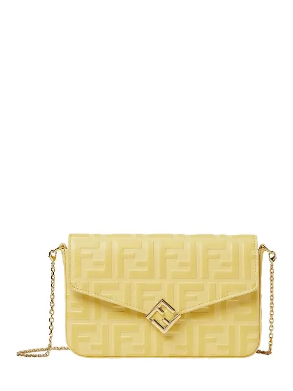 Fendi Wallet On Chain Ff Diamonds Leather Shoulder Bag - Yellow