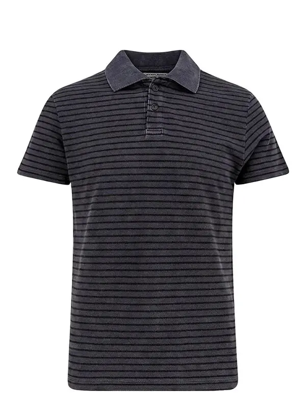 TONYWACK Cotton Polo Shirt With Striped Profiles - Grey