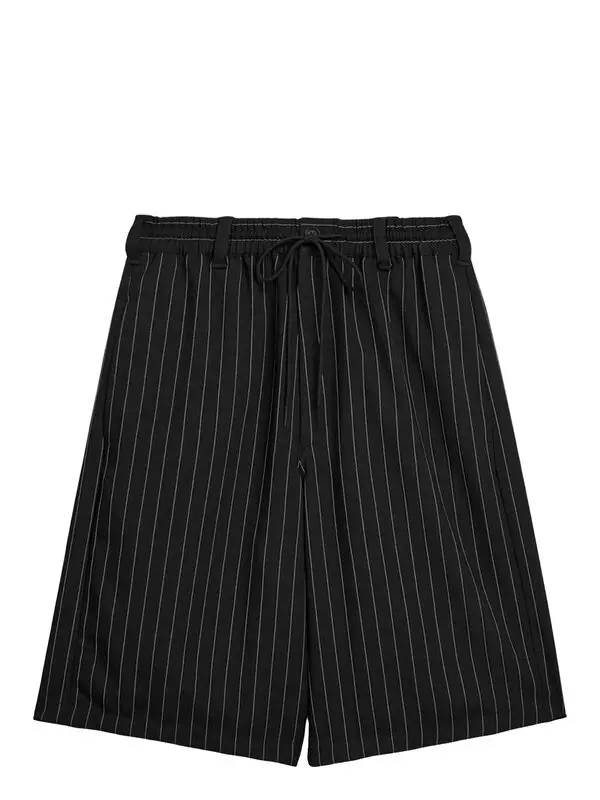 ADIDAS Y-3 Pinstriped Bermuda Shorts - Black