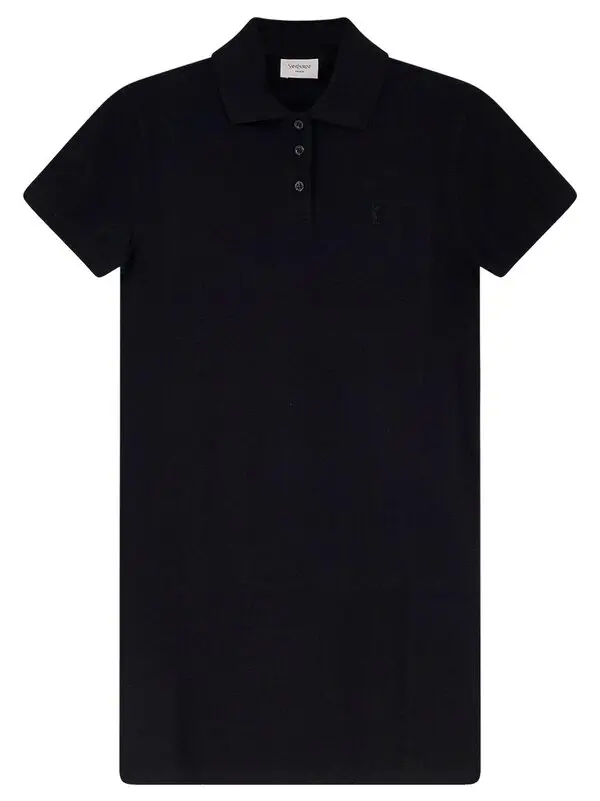 Saint Laurent Cotton Short Sleeve Mini Dress - Black