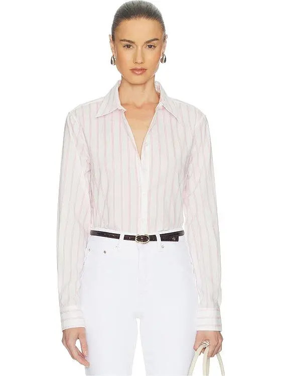 PERFECTWHITETEE Poplin Slim Fit Button Down - Sugar Pink Stripe