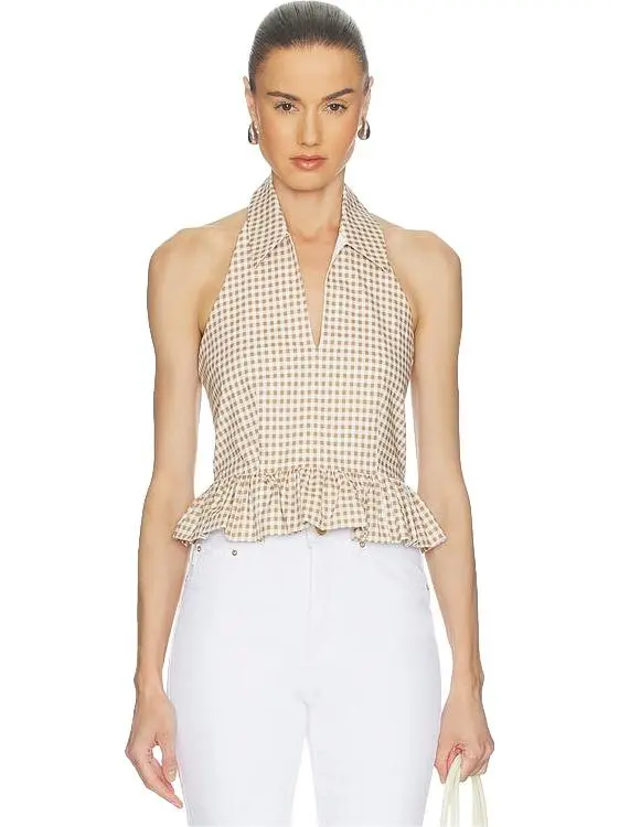 Caroline Constas Aya Halter Top - Beige