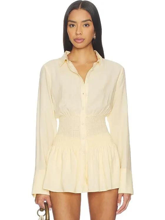 SEVEN WONDERS Adora Shirred Shirt - Lemon