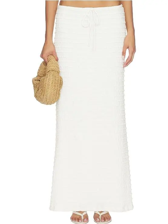 SEVEN WONDERS Adalee Ruffle Texture Maxi Skirt - White