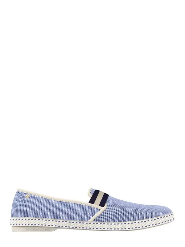 Rivieras Canvas Oxford Loafer With Striped Elastic - Navy