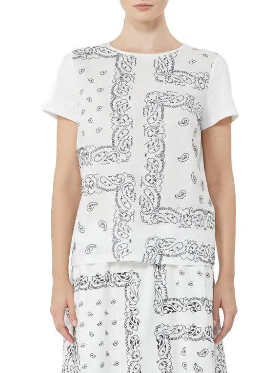 Max Mara Bandana Print Mixed Media Tee - White