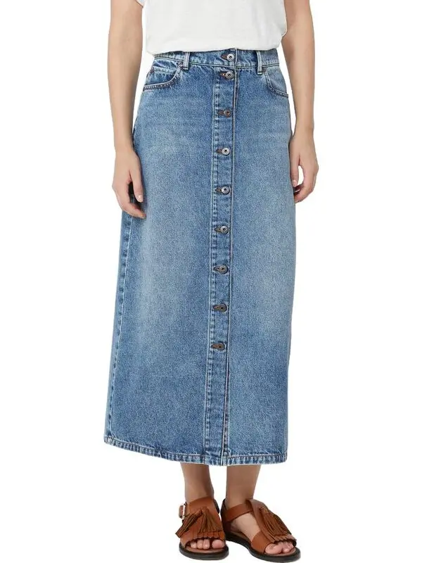 Max Mara Dasti Button-front Denim Midi Skirt - Navy