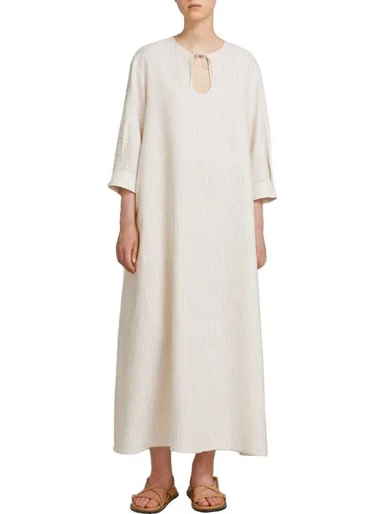 MM BY MAX MARA Memo Stripe Linen & Cotton Canvas A-line Dress - Milk