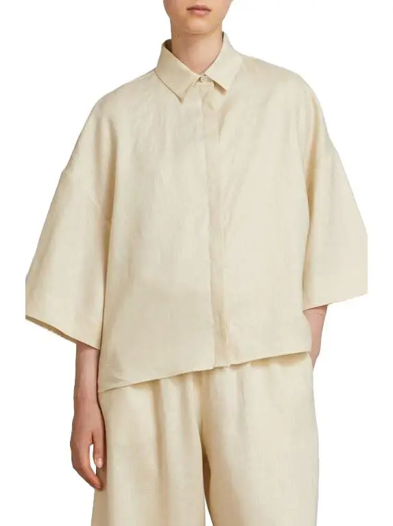 MM BY MAX MARA Rito Linen Canvas Shirt - Milk
