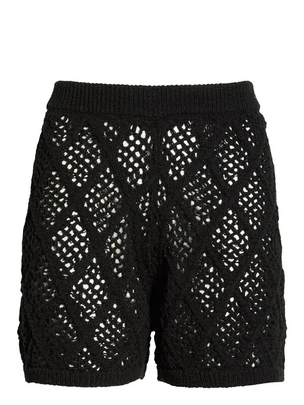 Elan Openwork Knit Cover-up Shorts - Black