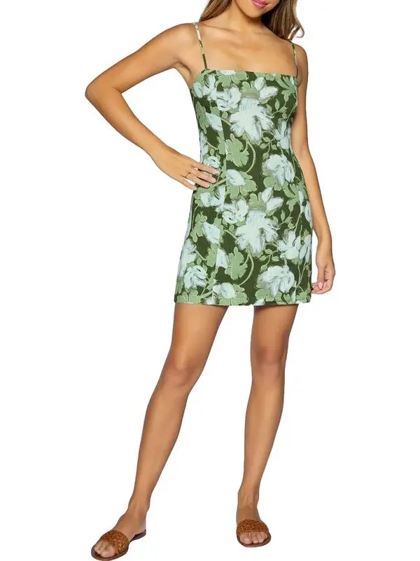 LOST + WANDER Petal Grove Mini Dress - Green-multi