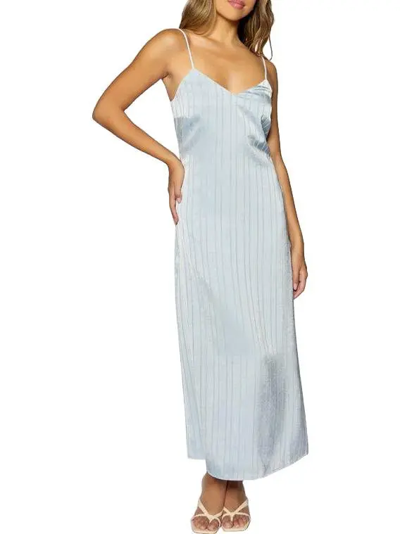 LOST + WANDER Charisma Tonal Stripe Maxi Slipdress - Blue