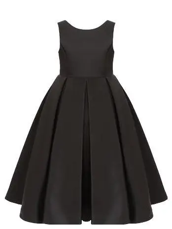 TULLEEN Satin Bow-back A-line Dress - Black