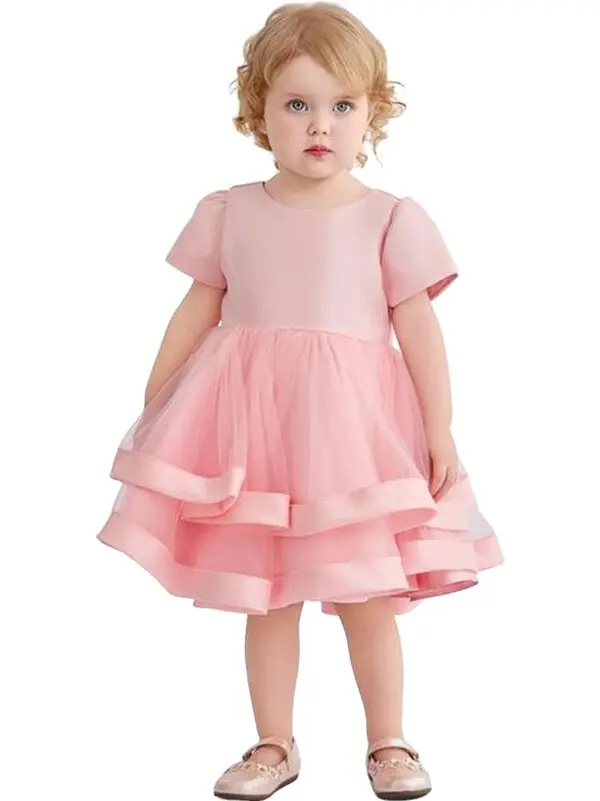 TULLEEN Satin Bow Tulle Dress - Pink