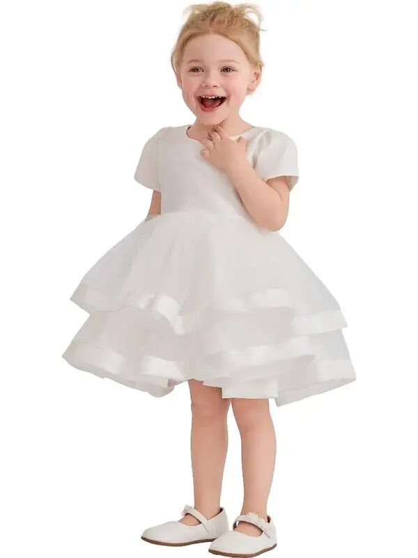 TULLEEN Satin Bow Tulle Dress - White