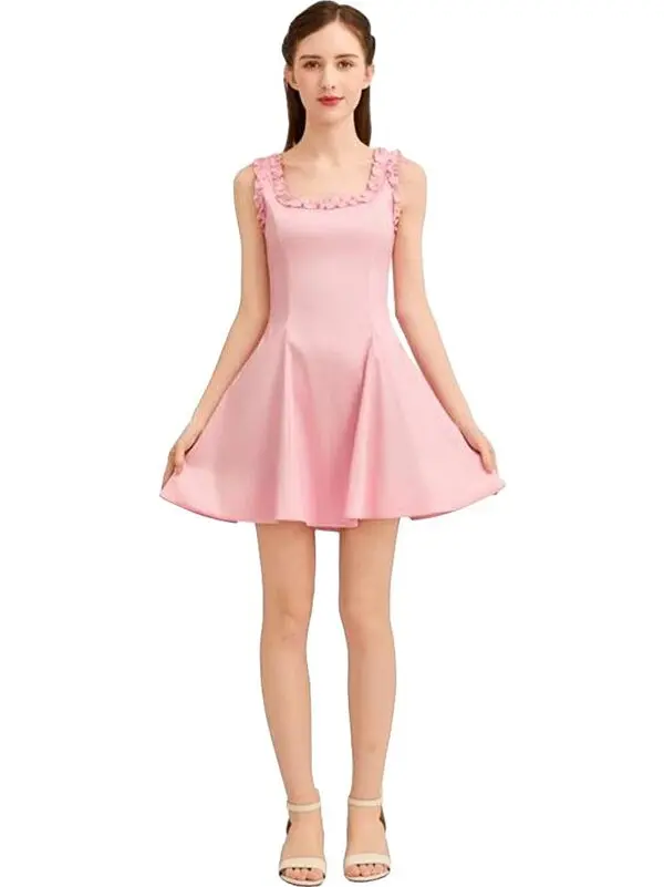 TULLEEN Ruffle Strap Dress - Pink