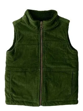 GOUMIKIDS Corduroy And Faux Shearling Reversible Vest - Spruce
