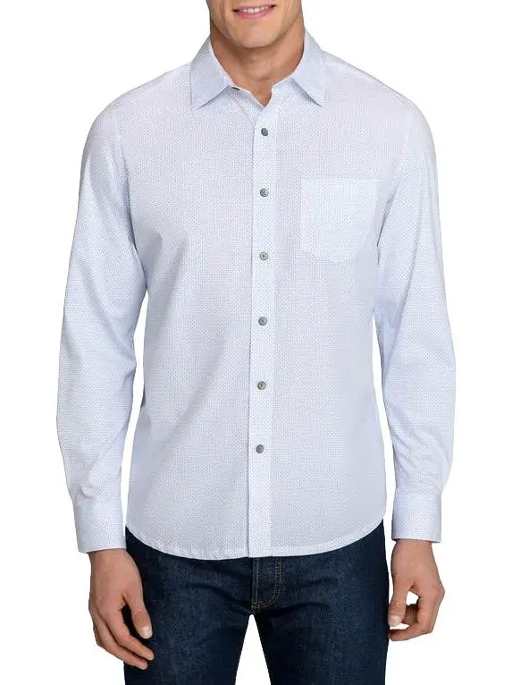 W.R.K Slim Fit Micro Dash Reworked Button-up Shirt - White/blue