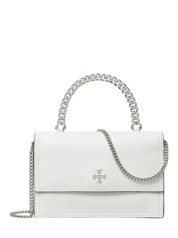 Tory Burch Kira Distressed Mini Top Handle Wallet On A Chain - Bianco