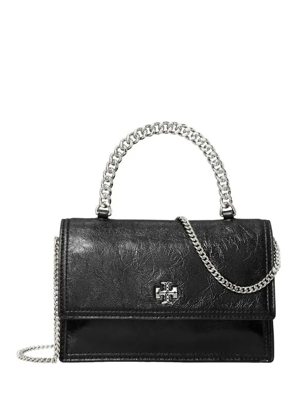 Tory Burch Kira Distressed Mini Top Handle Wallet On A Chain - Black