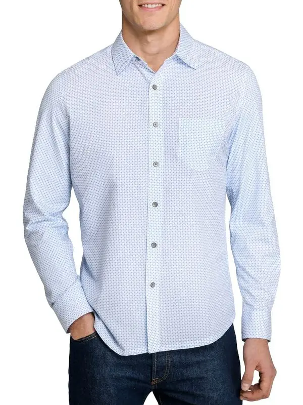 W.R.K Slim Fit Micro Geo Dot Reworked Button-up Shirt - White/blue