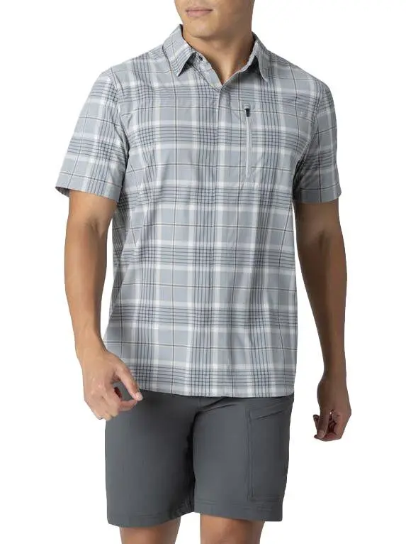 OUTDOOR RESEARCH Astroman Short Sleeve Sun Shirt - Light Pewter Plaid