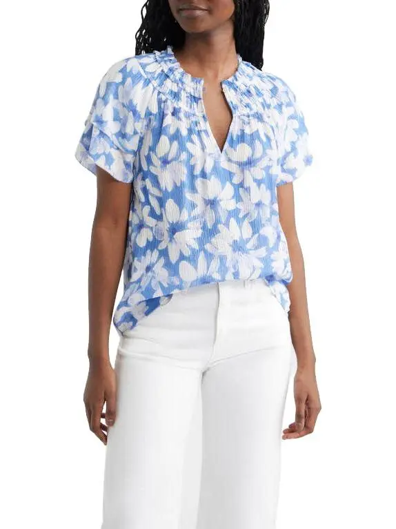 Rails Kamila Floral Crinkle Top - Blue Amaranth