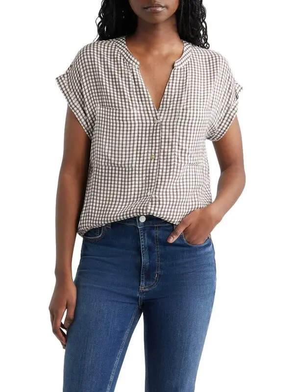 Rails Gingham Button-up Shirt With Patch Pockets - Espresso Gingham