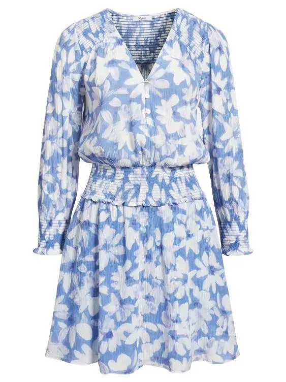 Rails Zana Floral Smocked Long Sleeve Dress - Blue Amaranth