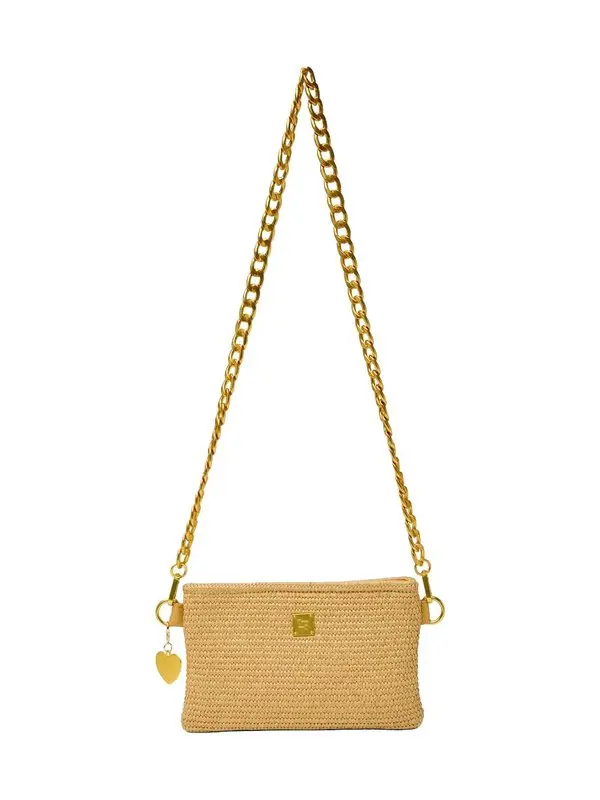 THINK ROYLN Fame Woven Raffia Crossbody Bag - Dune Raffia