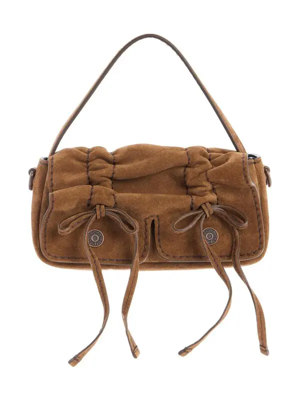 Acne Studios Micro Multi-pocket Suede Baguette Bag - Cognac Brown