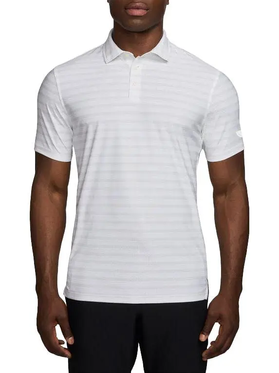 Nike Stripe Dri-fit Perforated Golf Polo - White/photon Dust/white