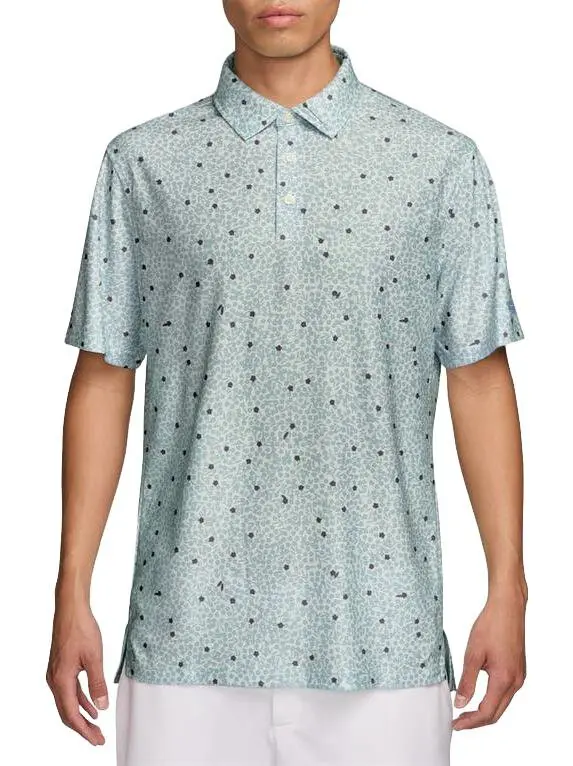 Nike Floral Dri-fit Perforated Golf Polo - Work Blue