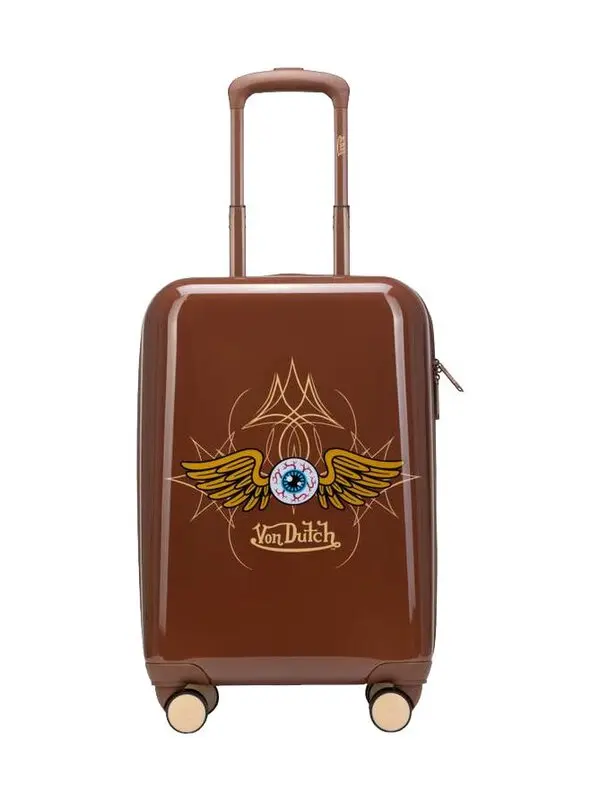 VON DUTCH Eyeflight Expandable Hardside Spinner Carry-on Suitcase - Brown