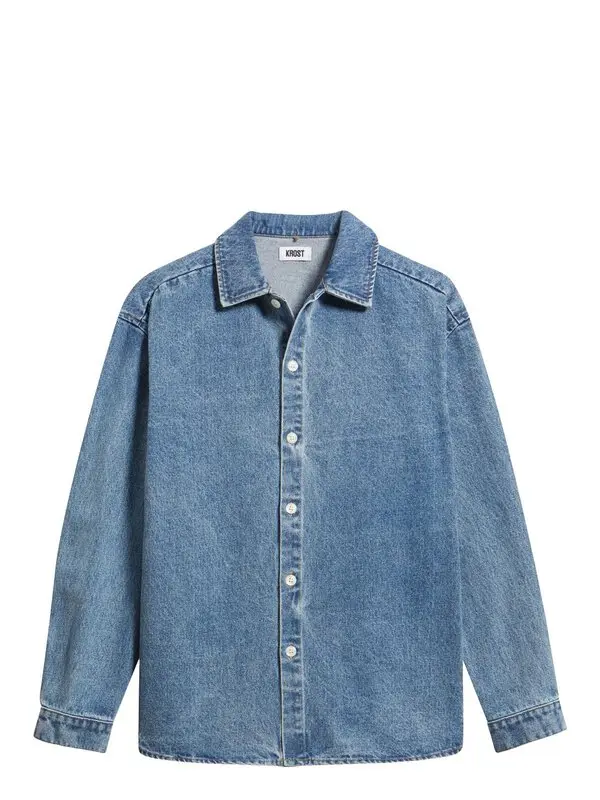 KROST Oversize Cotton Denim Button-up Shirt - Medium Wash 1