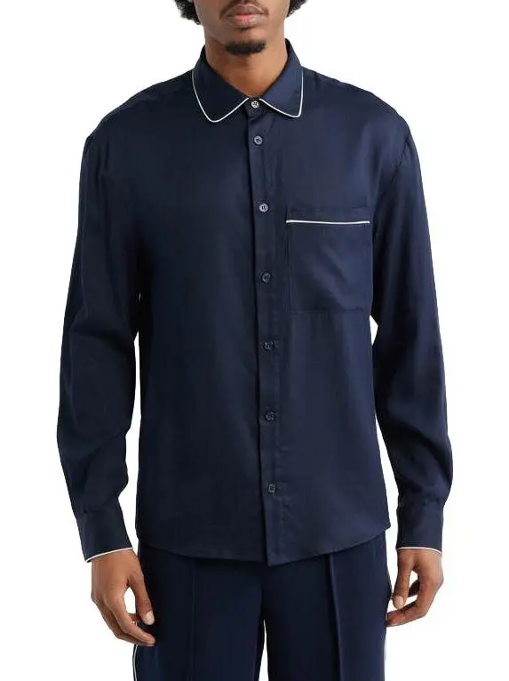KROST Jordan Regular Fit Piping Button-up Shirt - Dark Navy