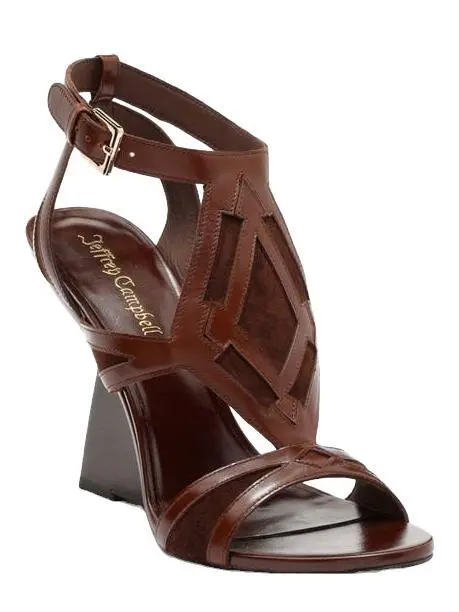 Jeffrey Campbell Wedge Sandal - Brown Combo