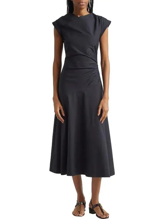 Veronica Beard Lisette Stretch Cotton Midi Dress - Black