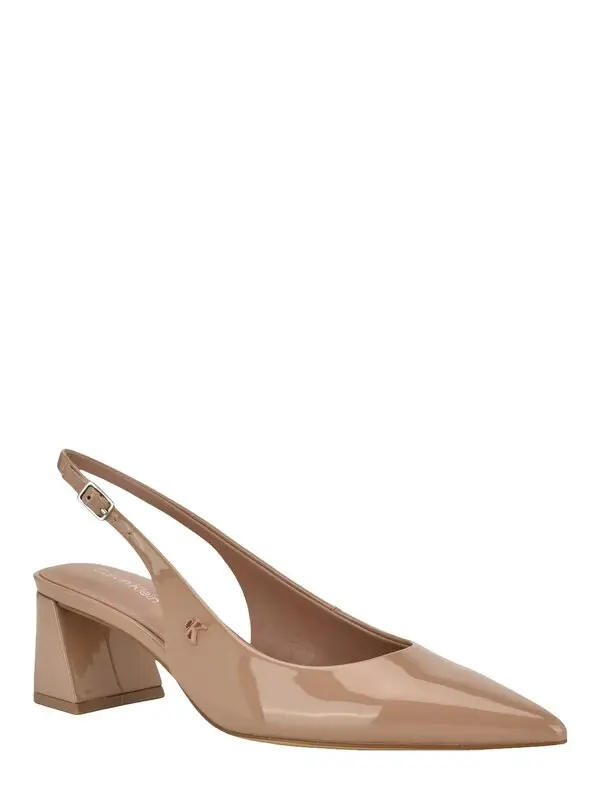 Calvin Klein Sarra Slingback Pointed Toe Pump - Light Natural Patent