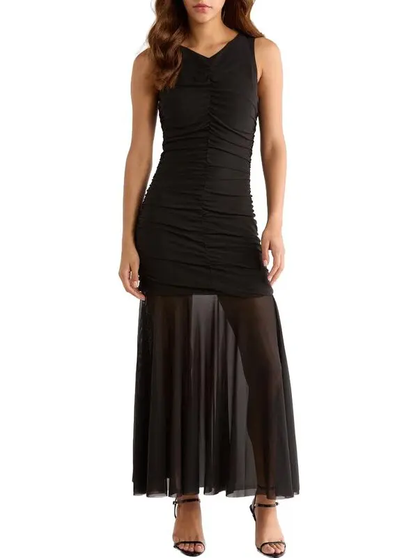 Steve Madden Denisa Ruched Maxi Dress - Black